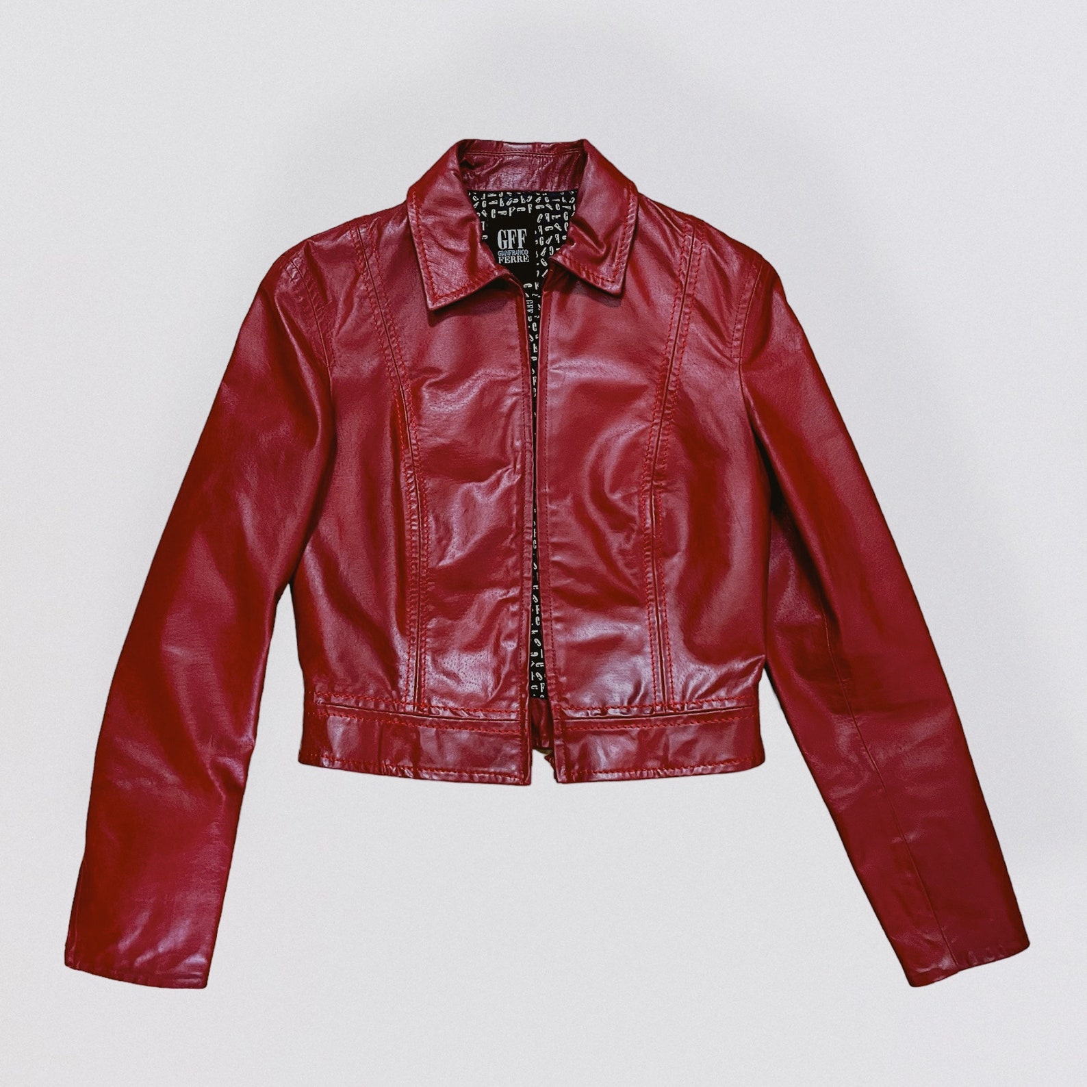GFF GIANFRANCO FERRE Cherry Red Leather Jacket Vintage 90s - Etsy