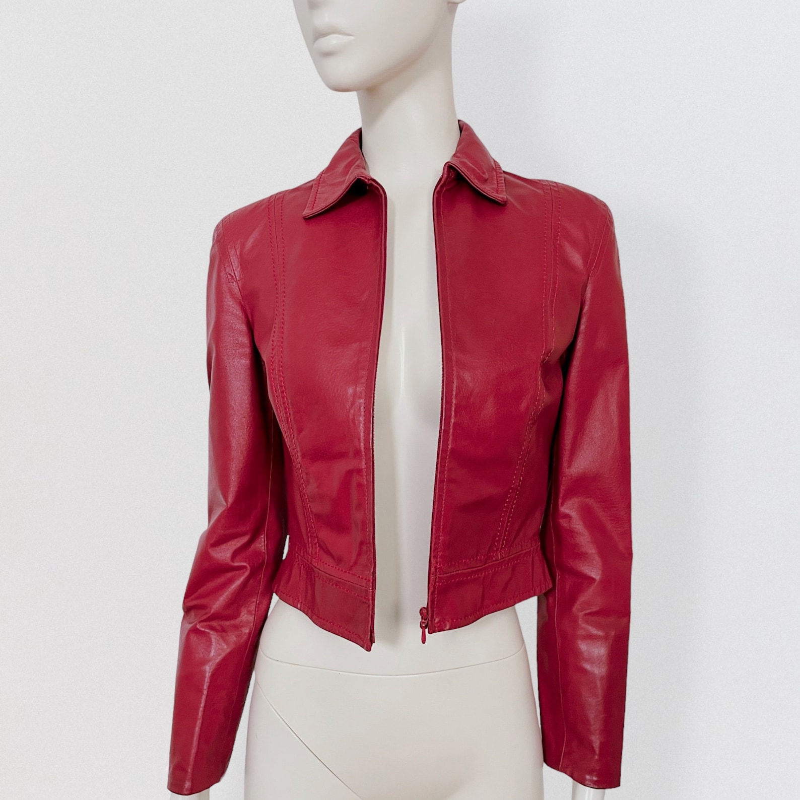 GFF GIANFRANCO FERRE Cherry Red Leather Jacket Vintage 90s - Etsy
