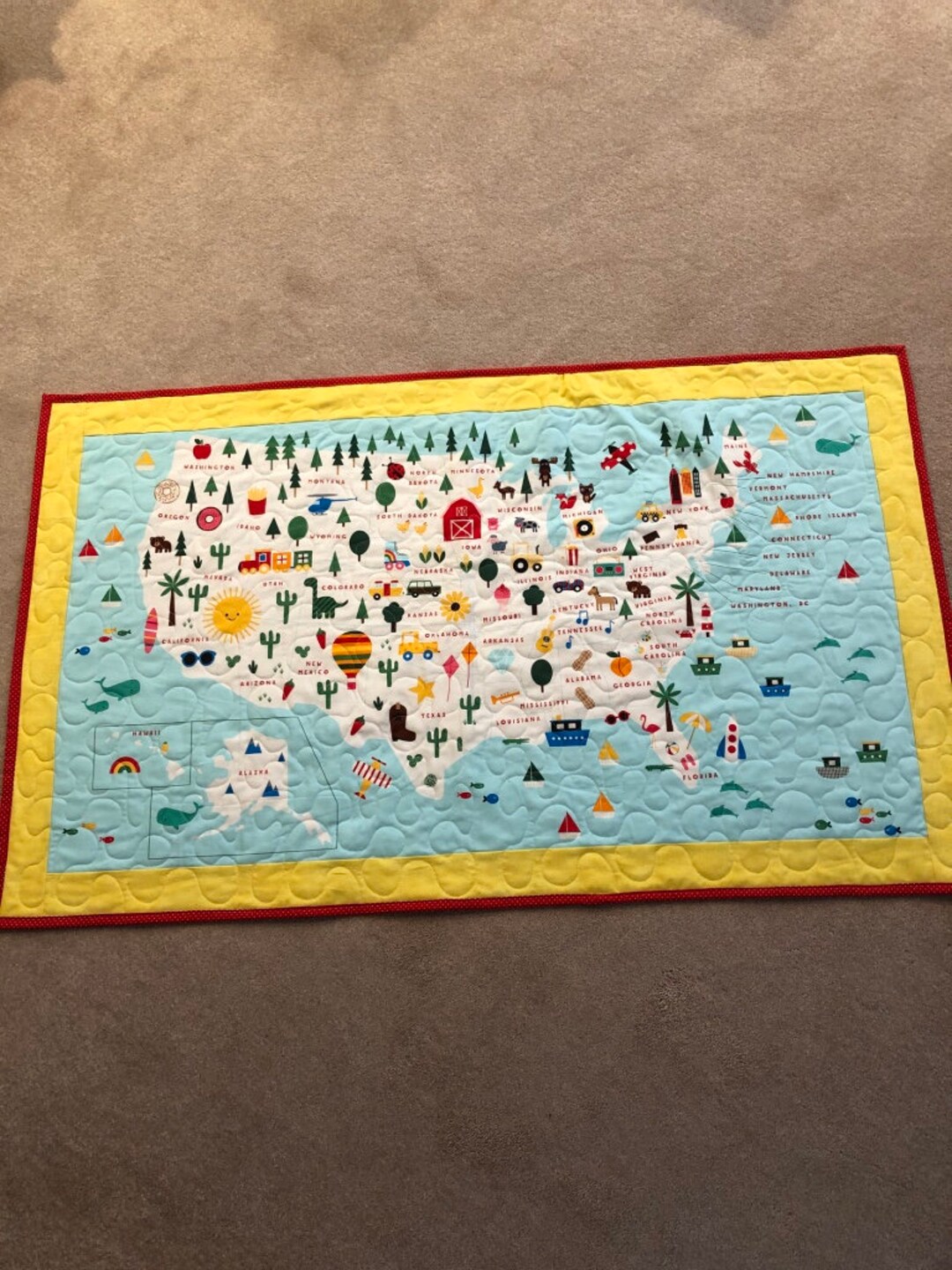 United States Quilted Map Wall Hanging - Etsy