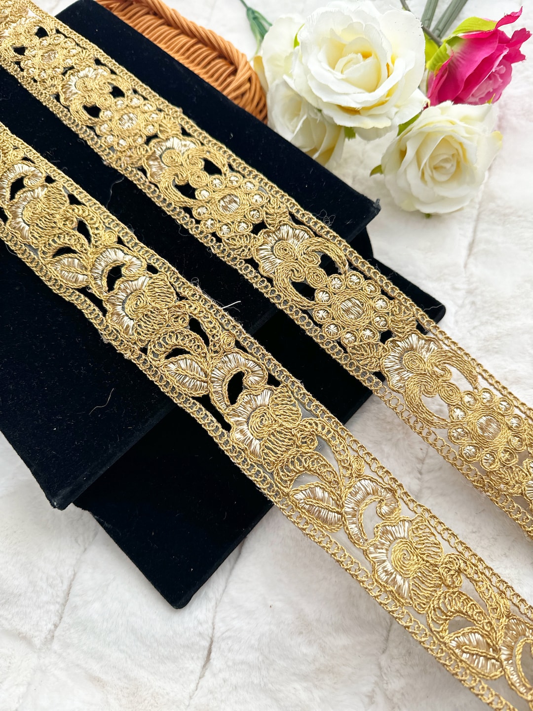 Gold Cutwork Zari Embroidered Indian Lace Trim - 9.5 Yard - Etsy