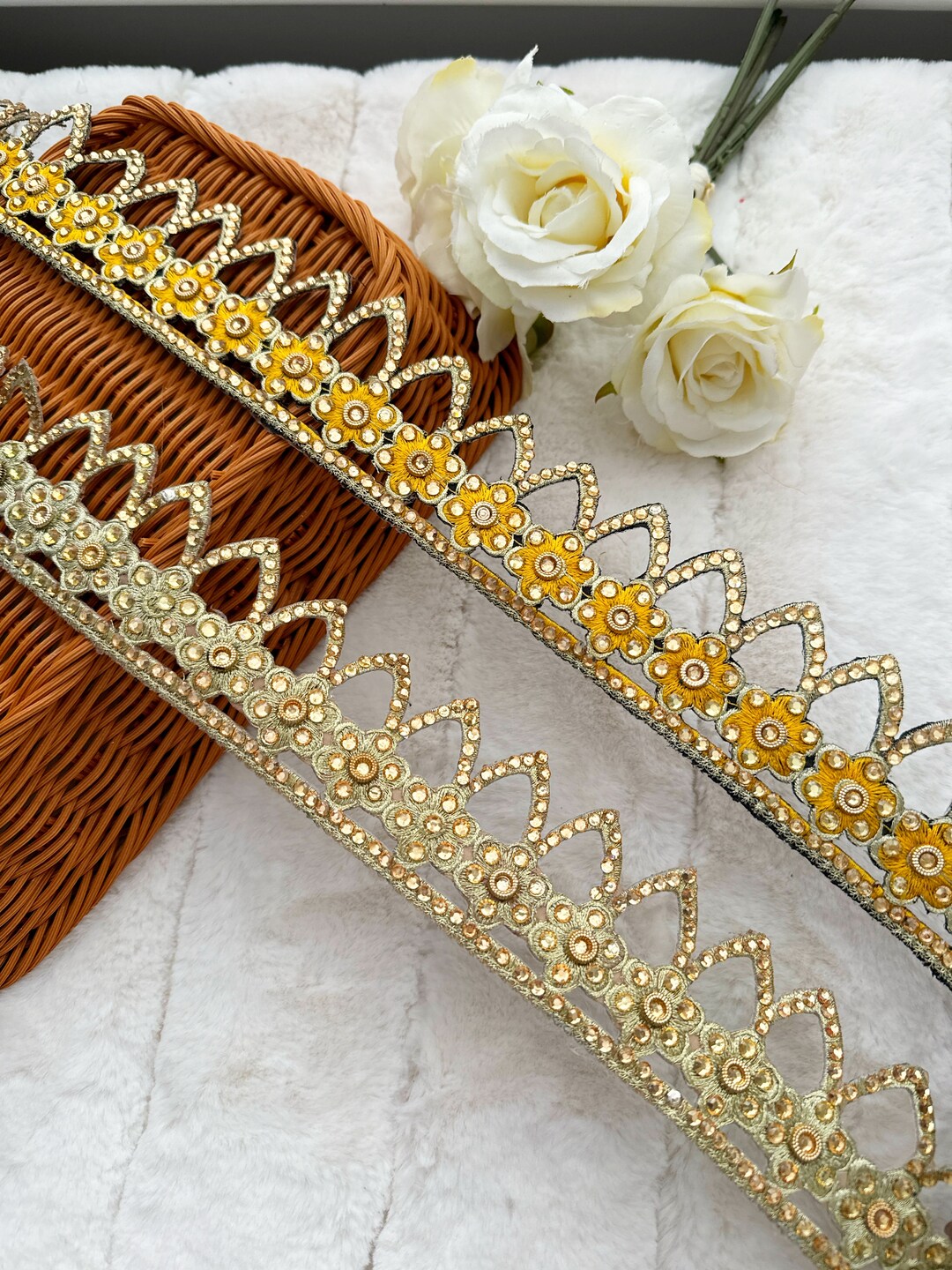 Gold Cutwork Indian Trim: Embellished Saree Border, 9 Yards - Etsy