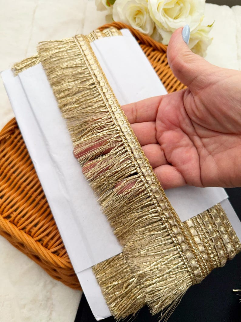 Gold Zari Fringe Trim: 2 Inch Wide Indian Lace - Etsy