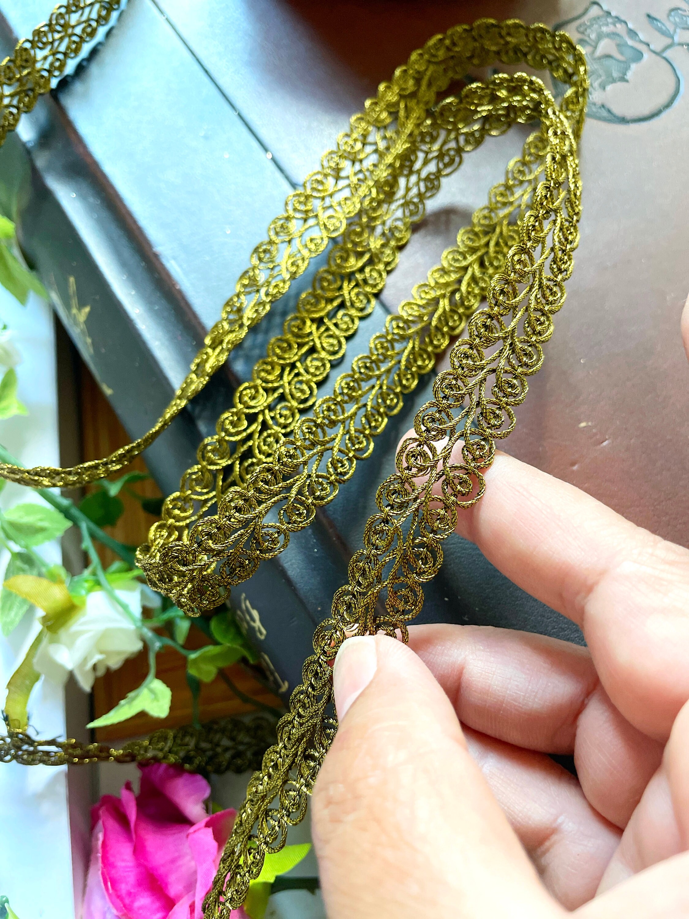 Bronze Gold Lace Braided Trim Zari Braid Braided Gimp Trim | Etsy