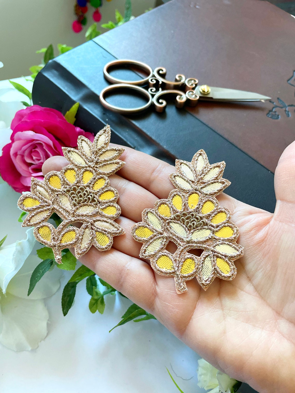 Handmade Applique Gota Patti Zari Flower Motif for Craft & - Etsy UK