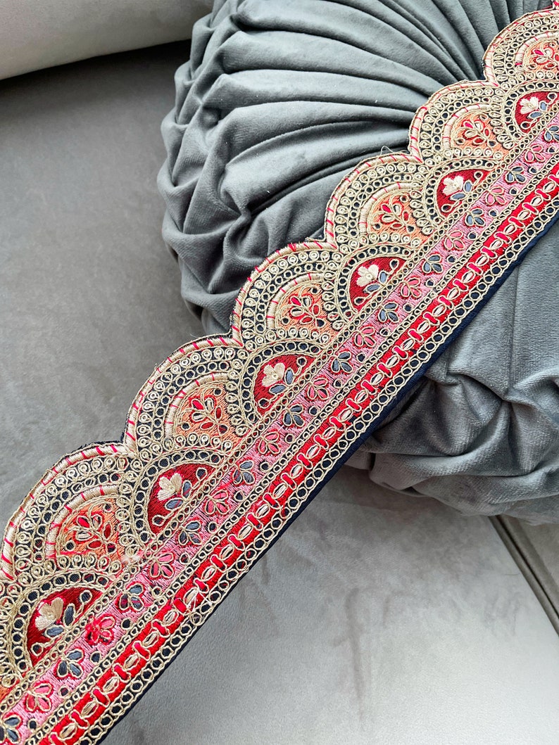 9.5 Yard Embroidered Scallop Edge Fabric Trim Saree Ribbon - Etsy