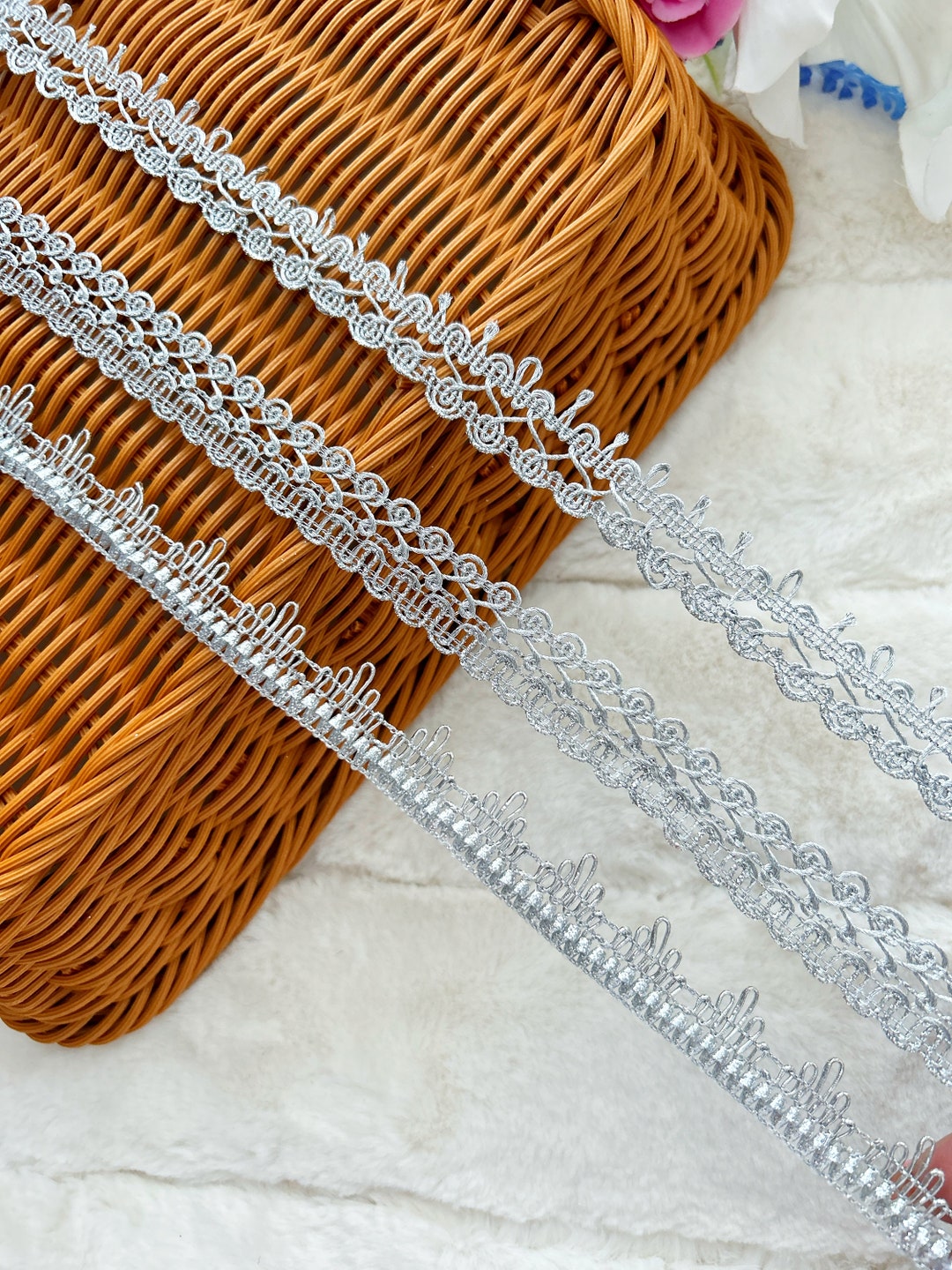 9 Yards Silver Cord Braiding Lace, Metallic Trims, Crafting Hand-work, Indian Sari Border DIY ...