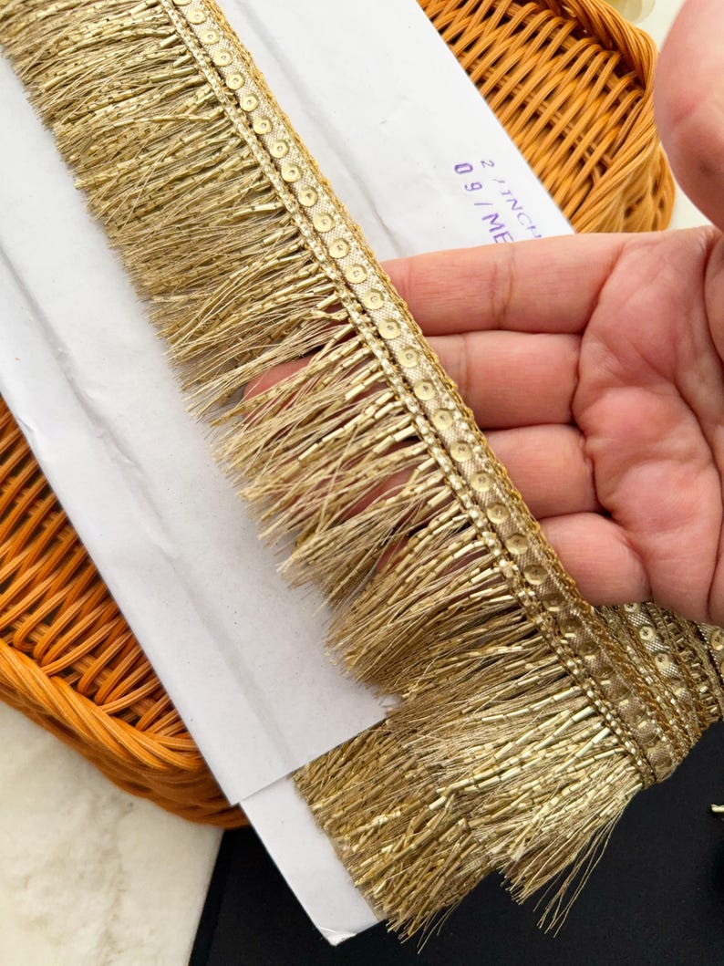 Gold Zari Fringe Trim: 2 Inch Wide Indian Lace - Etsy