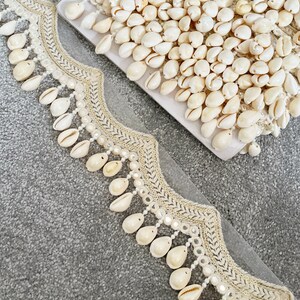 1 Yard Cowrie Shell Trim, Shell Trim Lace, Sea Shell, DIY Jean Jacket ...