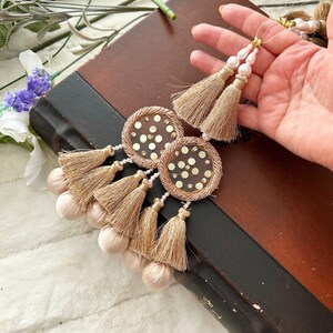 Rose Gold Fringe Bead Pearl Double Sided Net Disc, Purse Hangings, Home ...