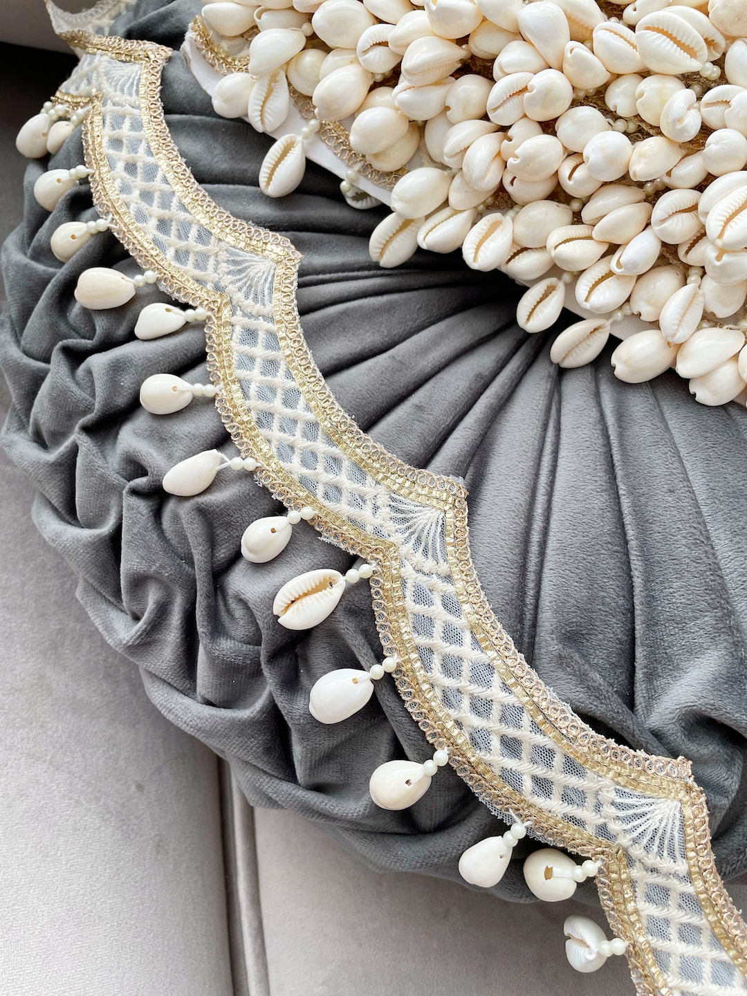 1 Yard Cowrie Shell Pearl Trim, Shell Trim Lace, Sea Shell, DIY Jean ...