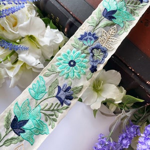 1 Yard Multicolour Indian Floral Embroidered Trim Cushion Covers ...