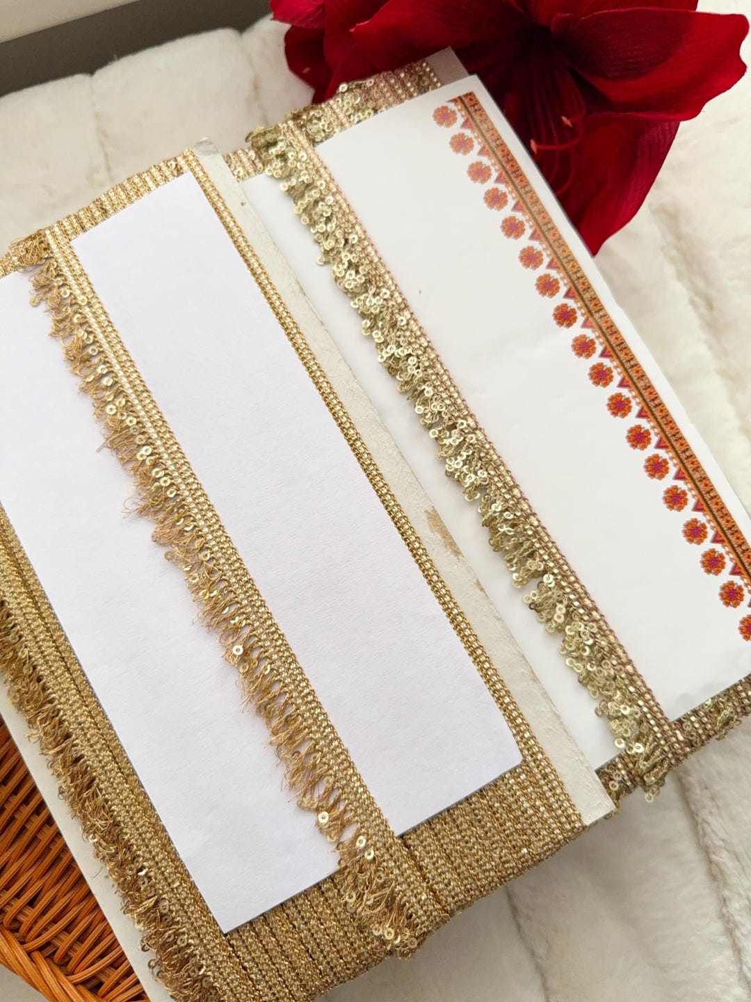 Gold Sequin Zari Trim: Indian Bridal Dupatta Sari Lace (1.8cm) 9.5 ...