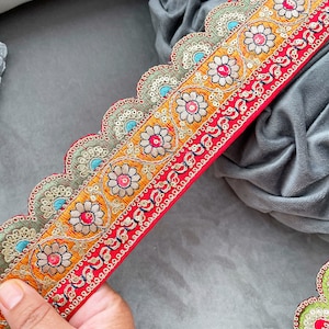 9.5 Yard Embroidered Scallop Edge Fabric Trim Saree Ribbon Sewing ...