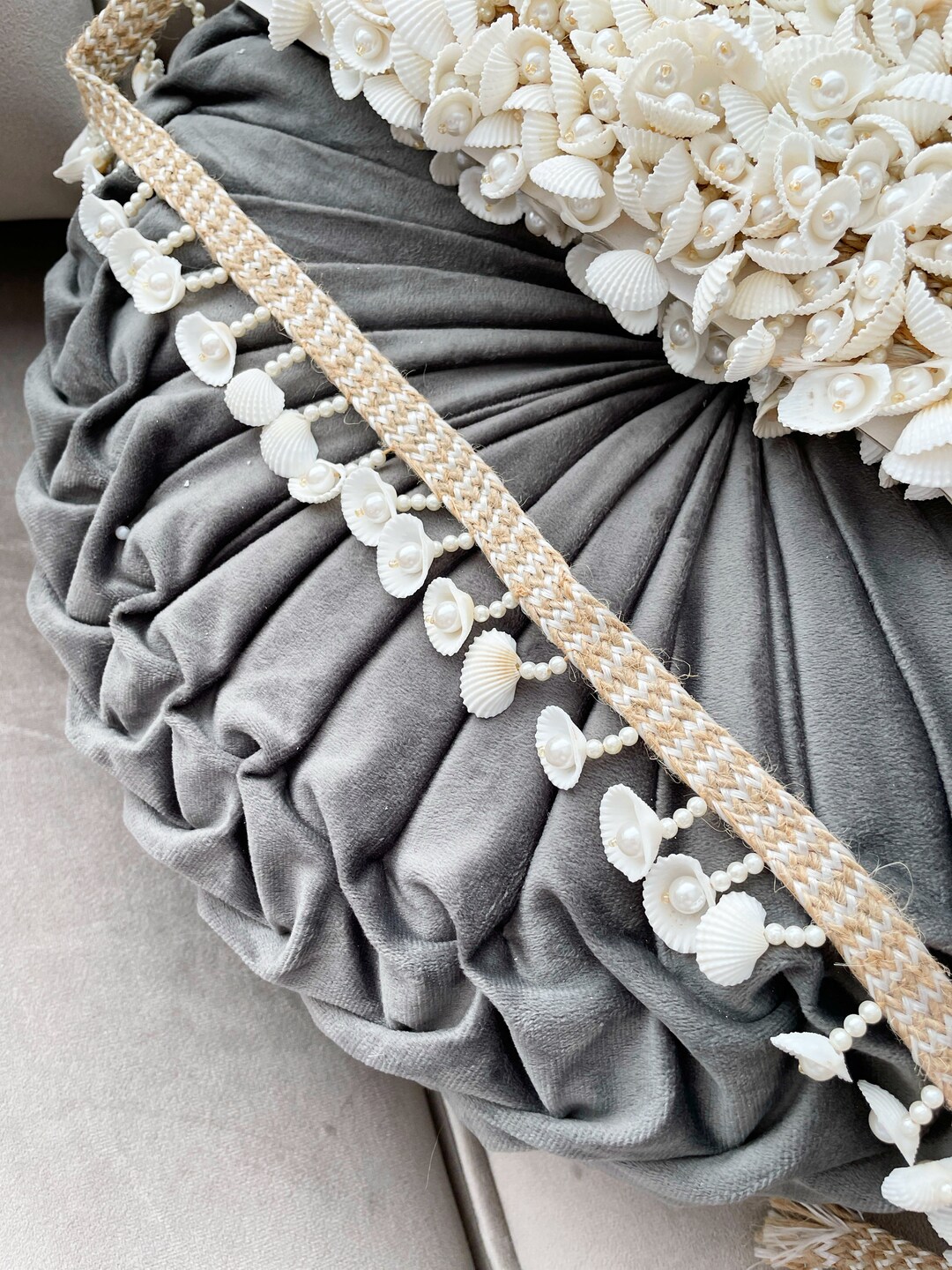 1 Yard Cowrie Shell Pearl Trim, Shell Trim Lace, Sea Shell, DIY Jean ...