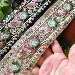 1 Yard Multicolour Indian Floral Embroidered Trim Cushion Covers ...