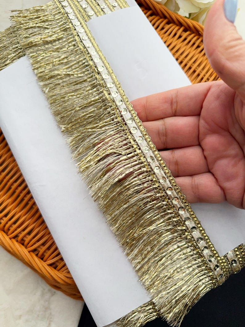 Gold Zari Fringe Trim: 2 Inch Wide Indian Lace - Etsy