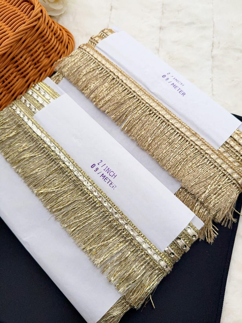 Gold Zari Fringe Trim: 2 Inch Wide Indian Lace - Etsy