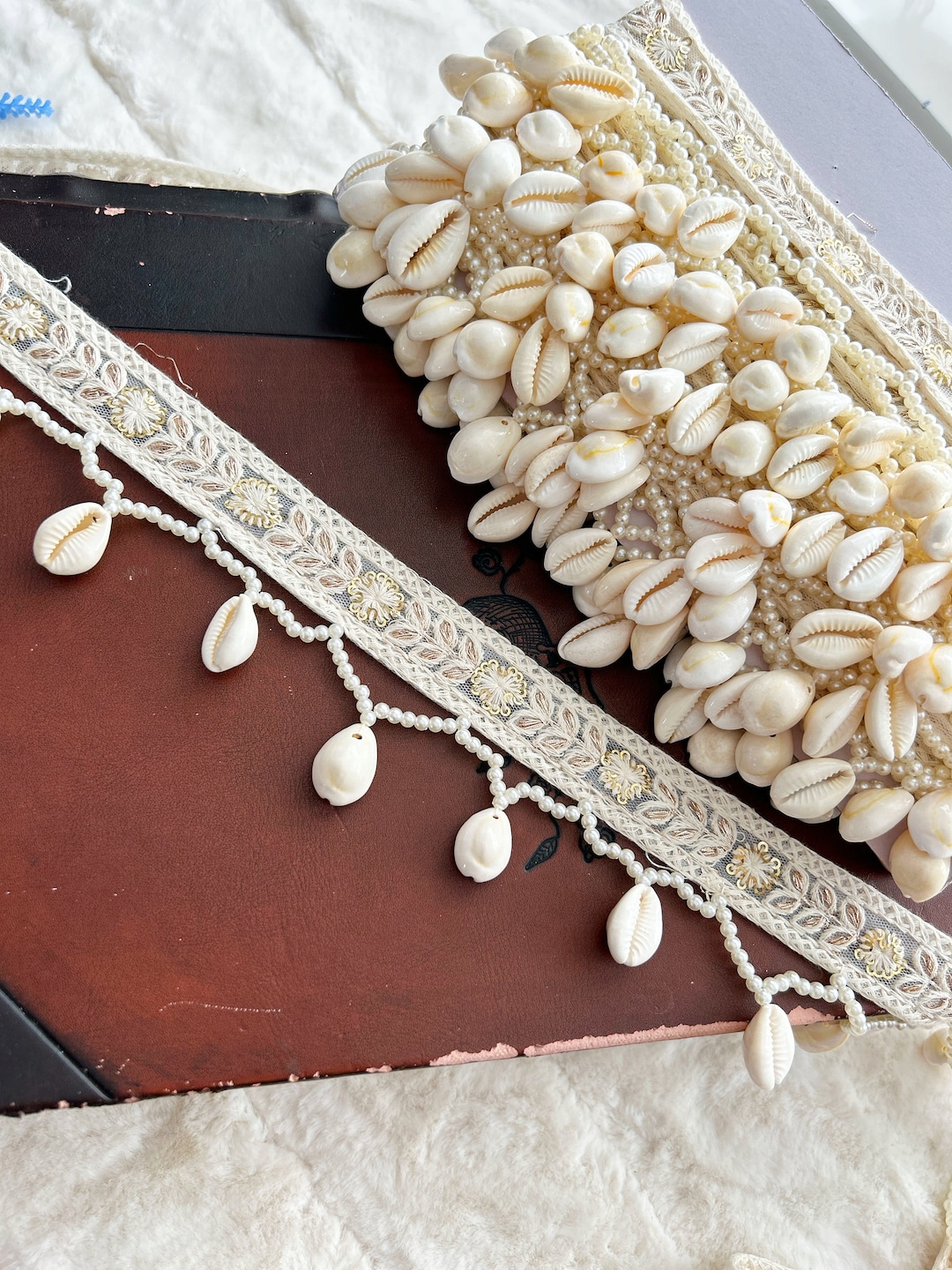 1 Yard Cowrie Shell Trim, Shell Pearl Trim Lace, Sea Shell, DIY Jean ...