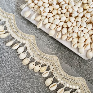 1 Yard Cowrie Shell Trim, Shell Trim Lace, Sea Shell, DIY Jean Jacket ...