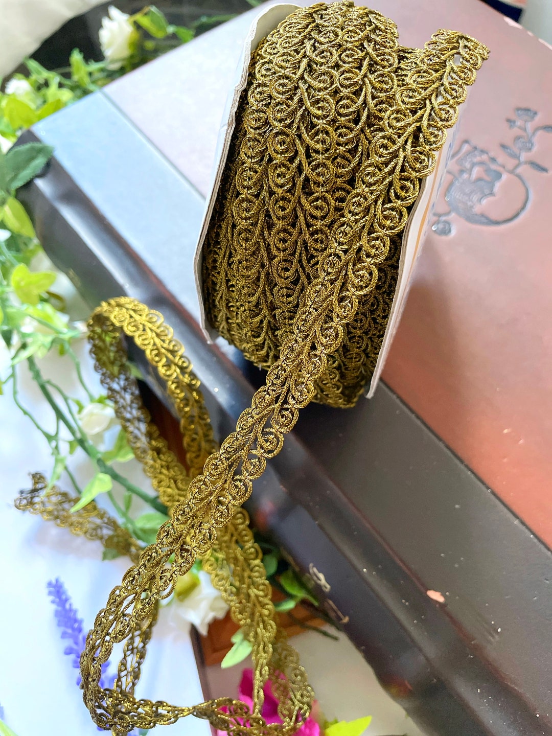 Bronze Gold Lace Braided Trim Zari Braid Braided Gimp Trim - Etsy UK