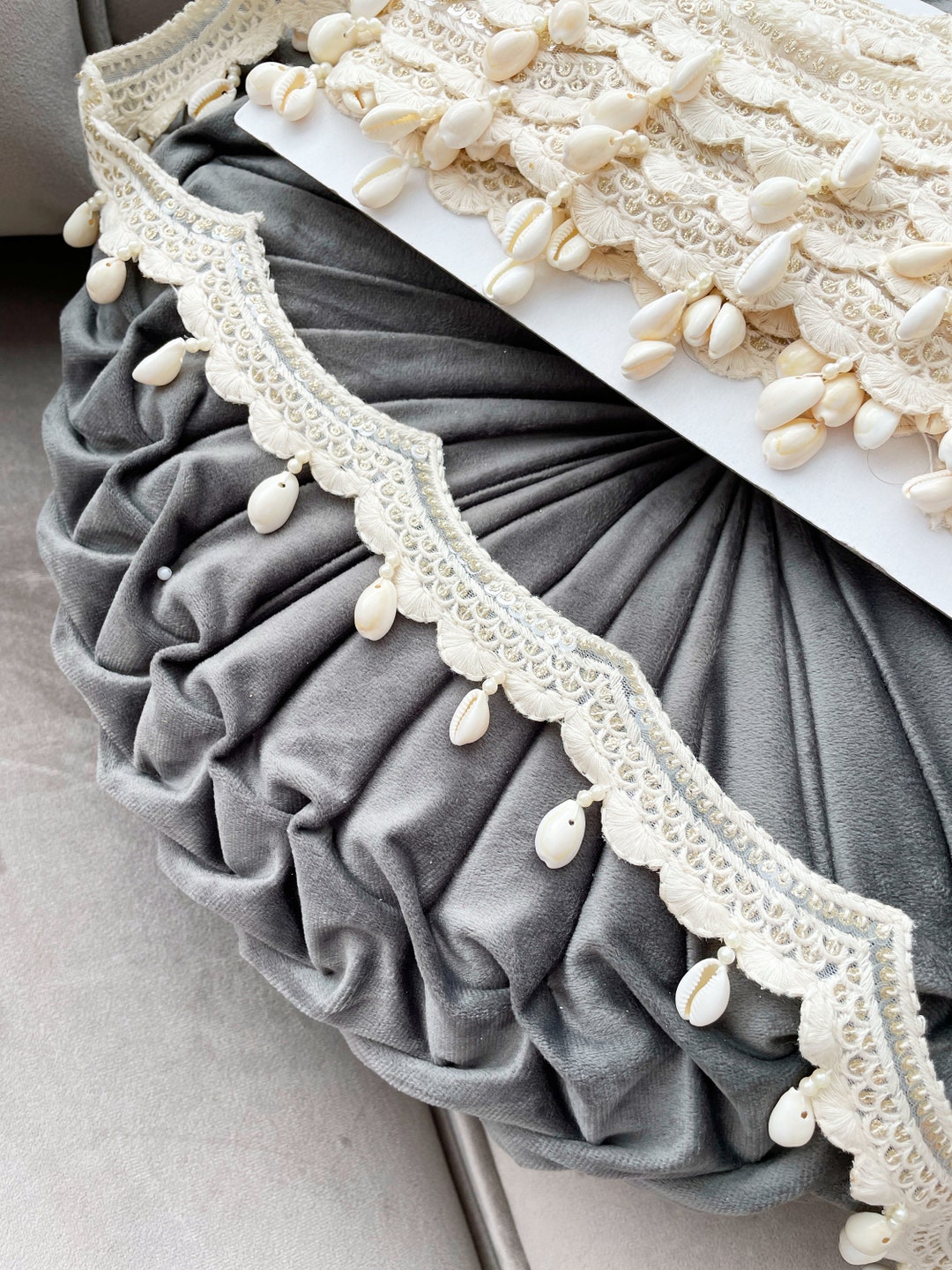 1 Yard Cowrie Shell Pearl Trim, Shell Trim Lace, Sea Shell, DIY Jean ...