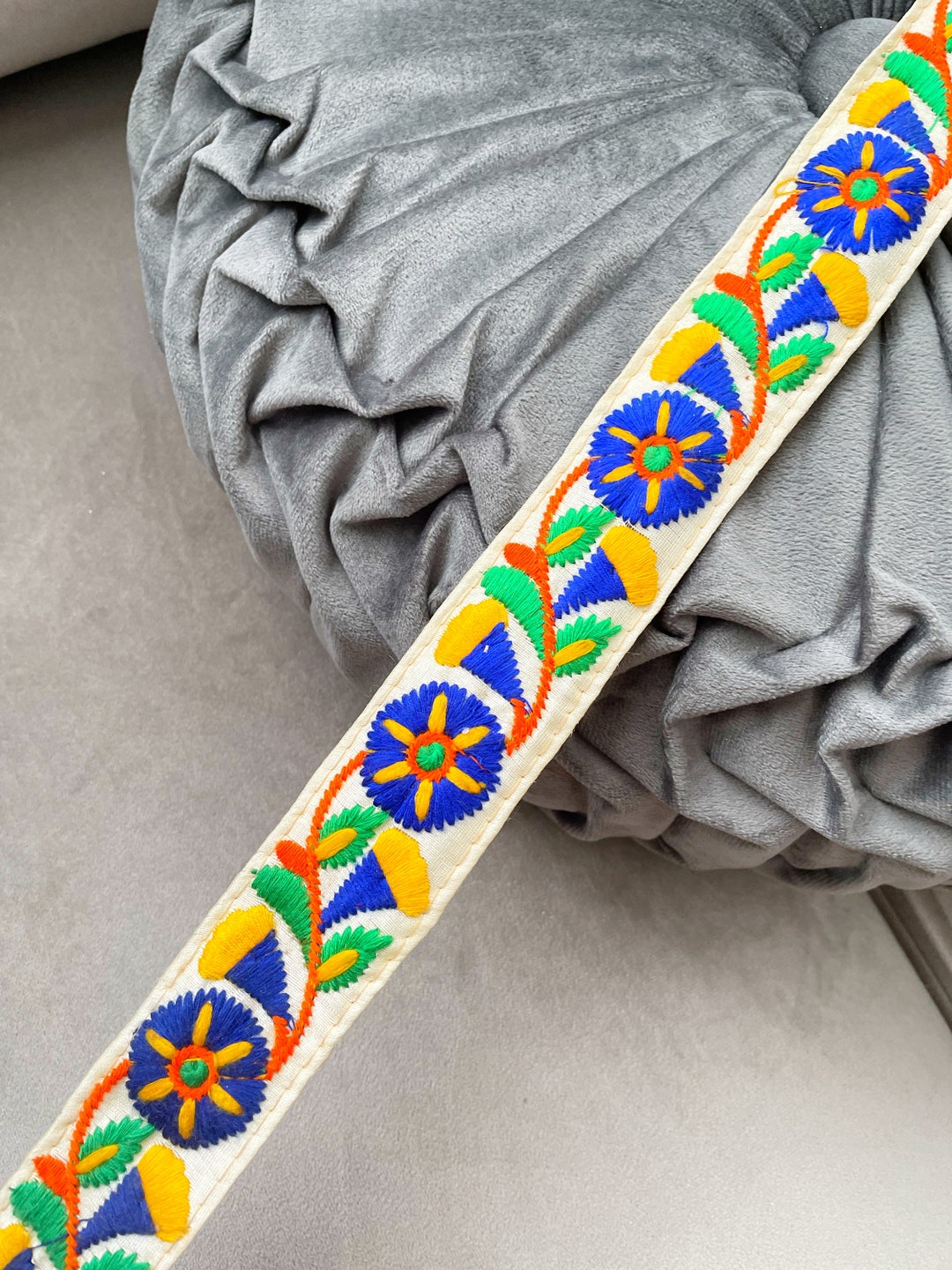 9.5 Yards Multicolour Indian Embellished Floral Laces Saree Fabric Trim ...