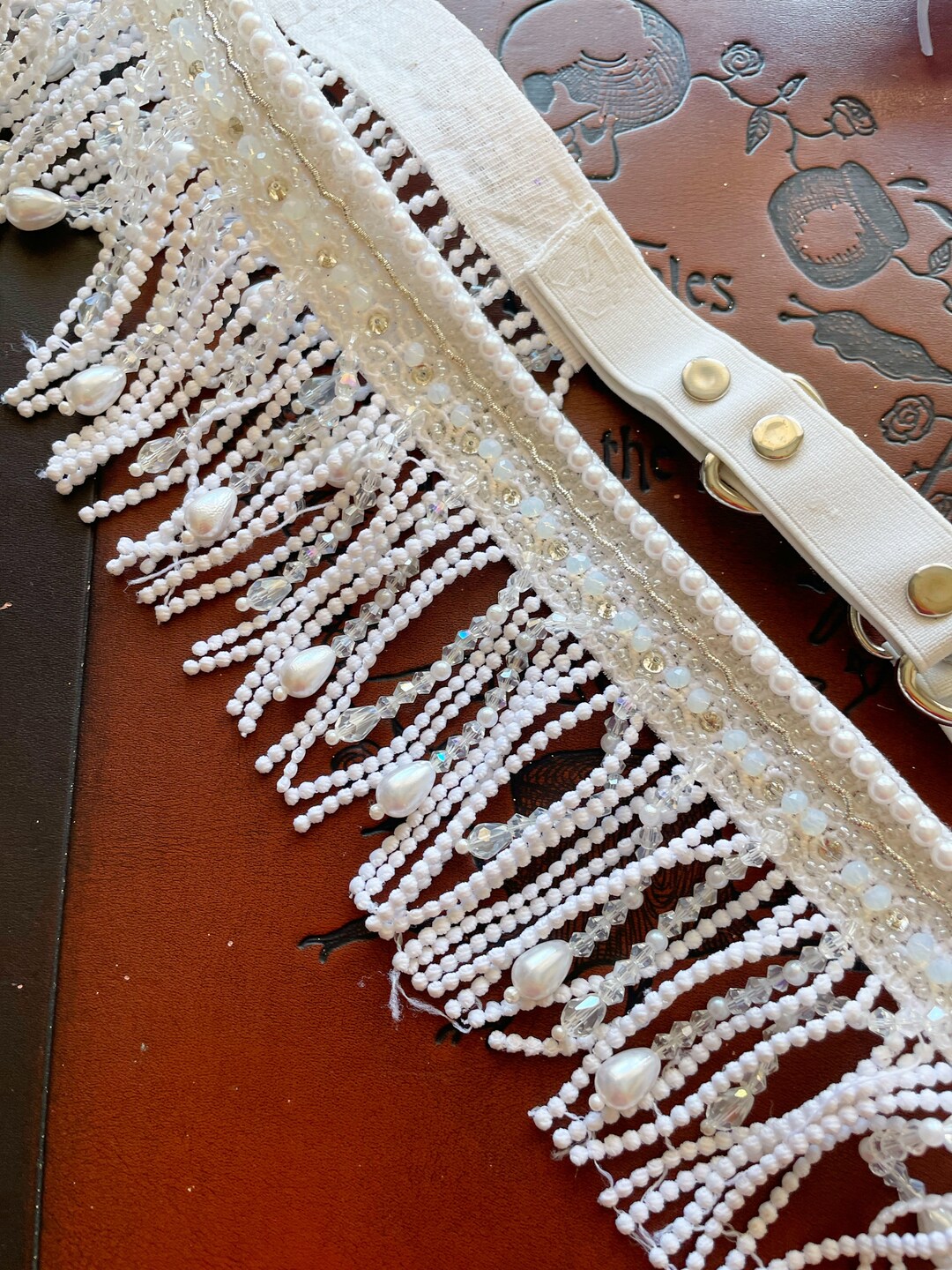 1 Pc White Indian Design Sash Saree Lehenga Costume Dress Bridal Pearl ...