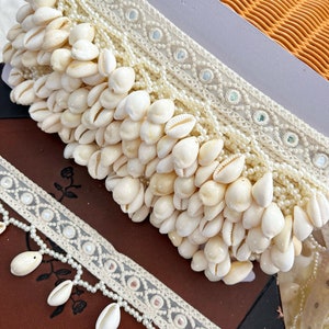 1 Yard Cowrie Shell Trim, Shell Trim Lace, Sea Shell, DIY Jean Jacket ...