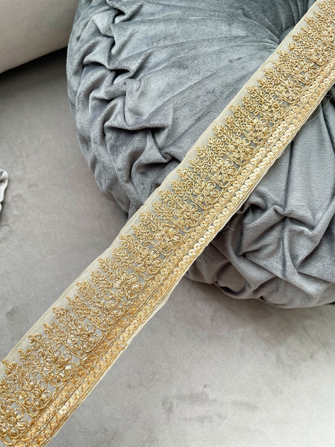1 Yard Bridal Fone Indian Golden Zari Sequin Embellished Net Fabric ...