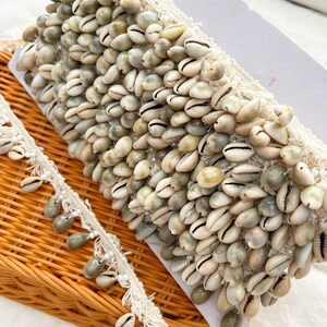 1 Yards Cotton Crochet Cowrie Shell Pearl Embellished Lace Trim DIY ...