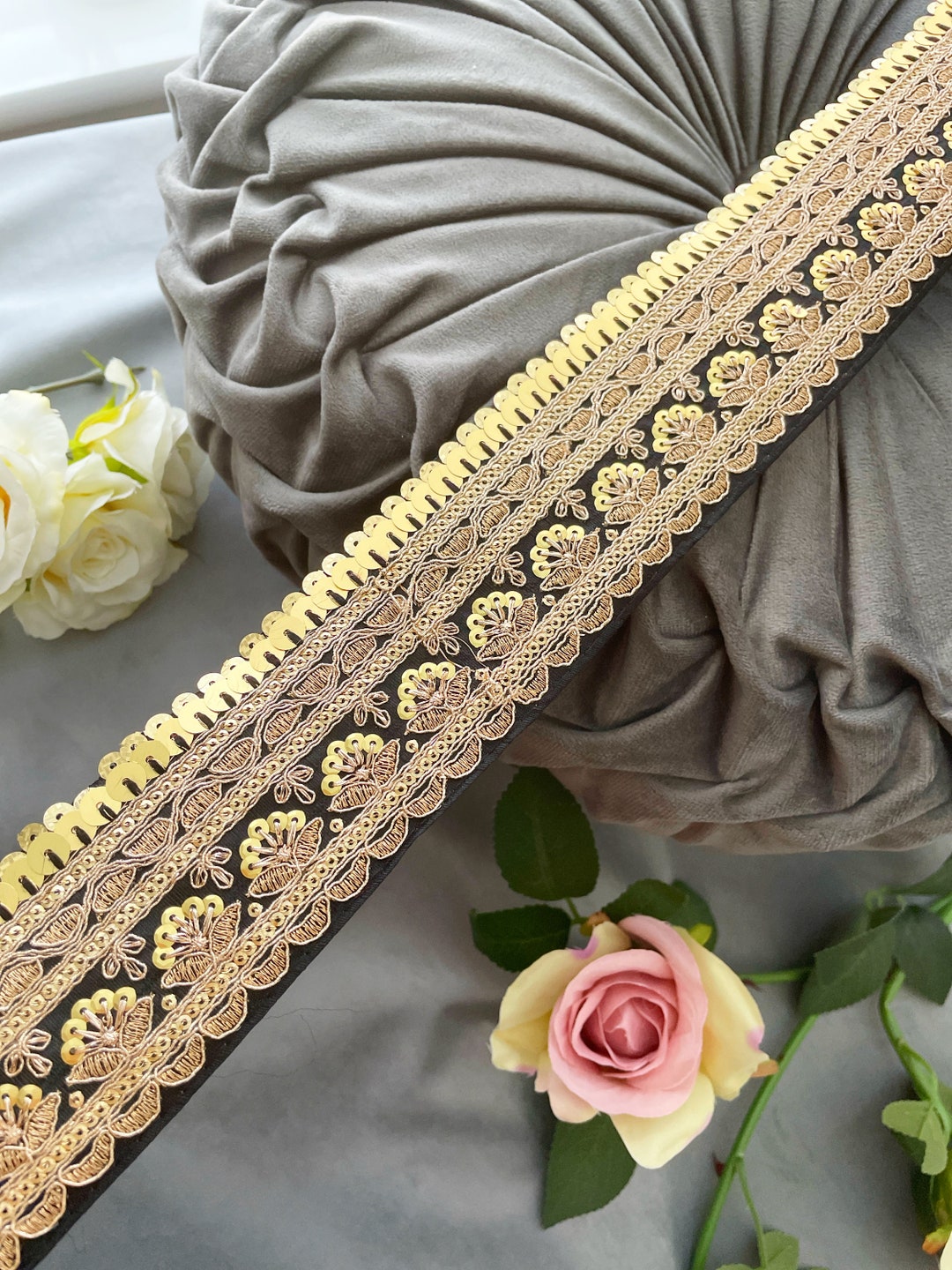 9.5 Yard Embroidered Edge Fabric Trim Saree Ribbon Sewing Embroidery ...