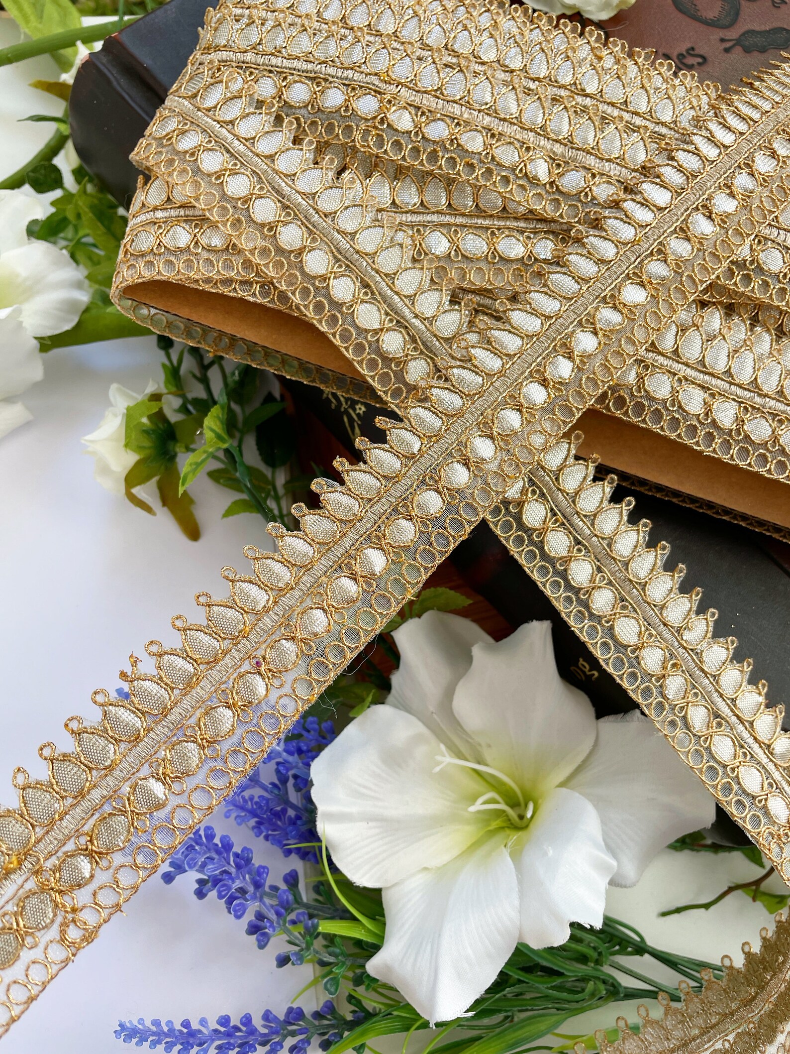 10 Yards Bridal Shampion Gold Indian Zari Gotta Bridal Net | Etsy