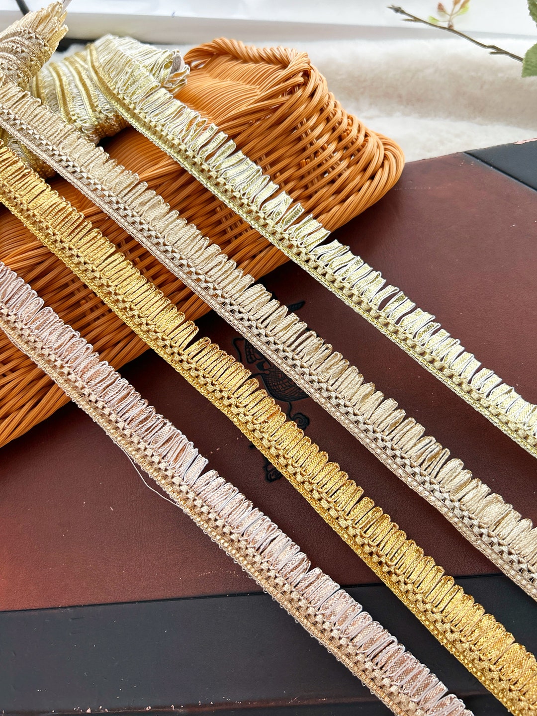 9 Yards Indian Gold Gota Ribbon Lace Trim for Dupatta Dress Decoration ...