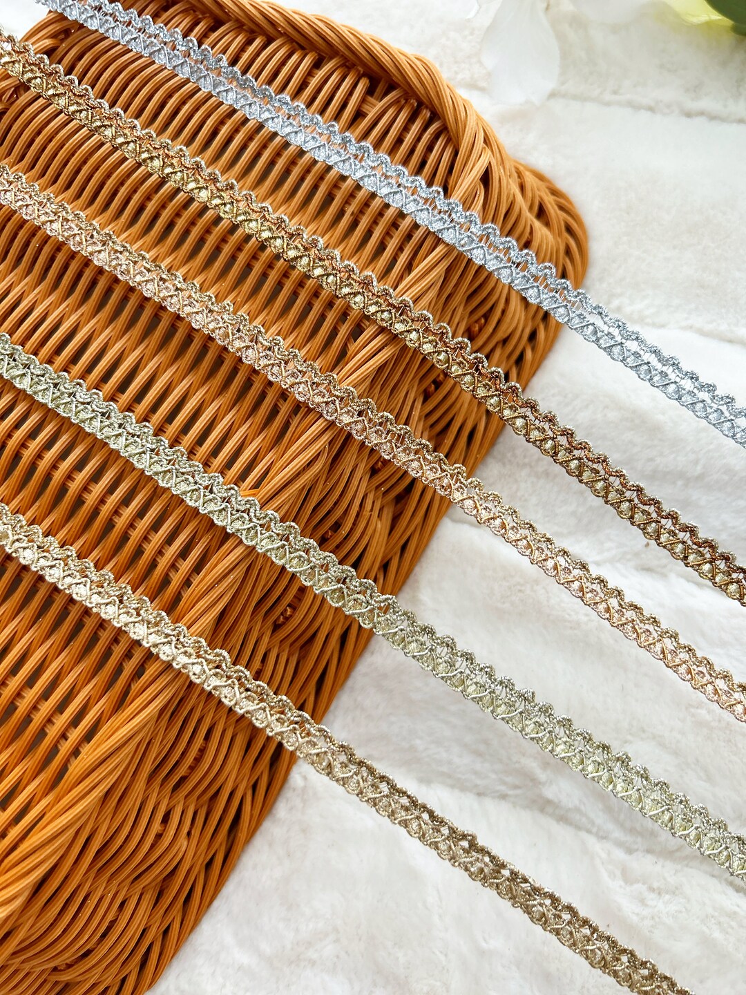 9 Yards Cord Braiding Lace, Metallic Trims, Crafting Hand-work, Indian Sari Border DIY Trimmings ...