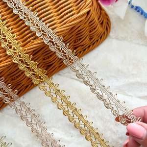 9 Yards Gold Cord Braiding Lace, Metallic Trims, Crafting Hand-work, Indian Sari Border DIY ...