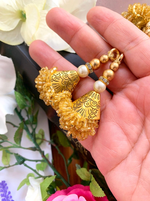 Floral latkan earrings store