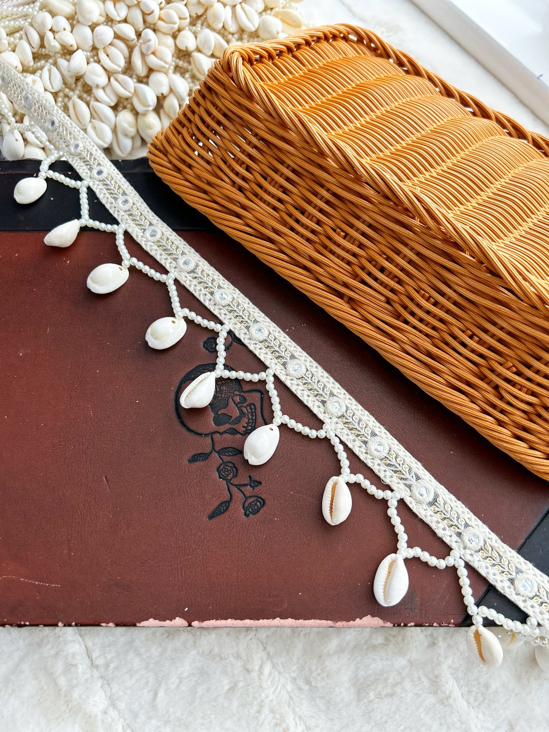 Cowrie Shell Trim: Sequin Lace, Beach Decor - 1 Yard - Etsy