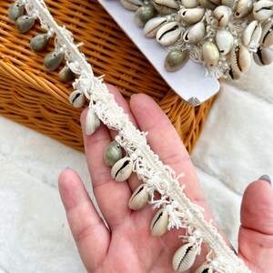 1 Yards Cotton Crochet Cowrie Shell Pearl Embellished Lace Trim DIY ...