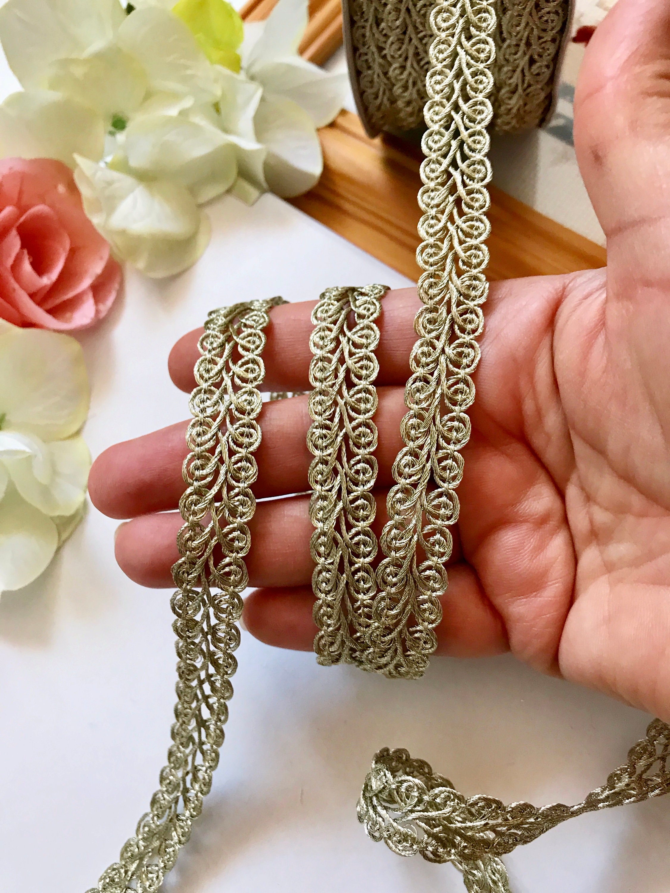 Pale Gold Indian Jalebi Lace Braided Trim Zari Braid Braided - Etsy UK