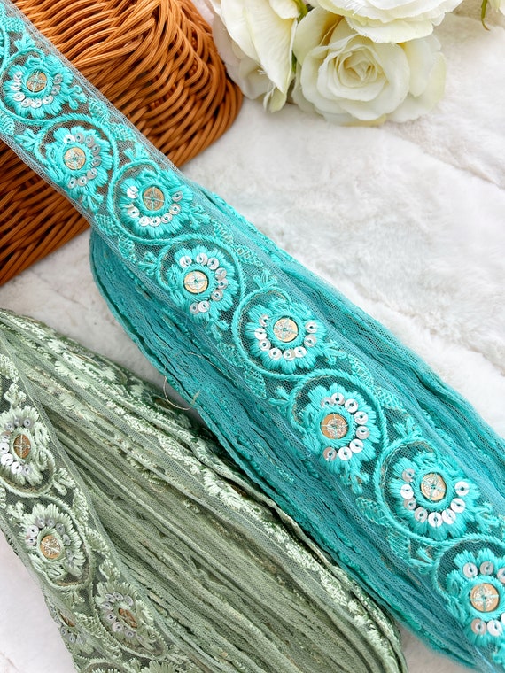 Turquoise lace trim store