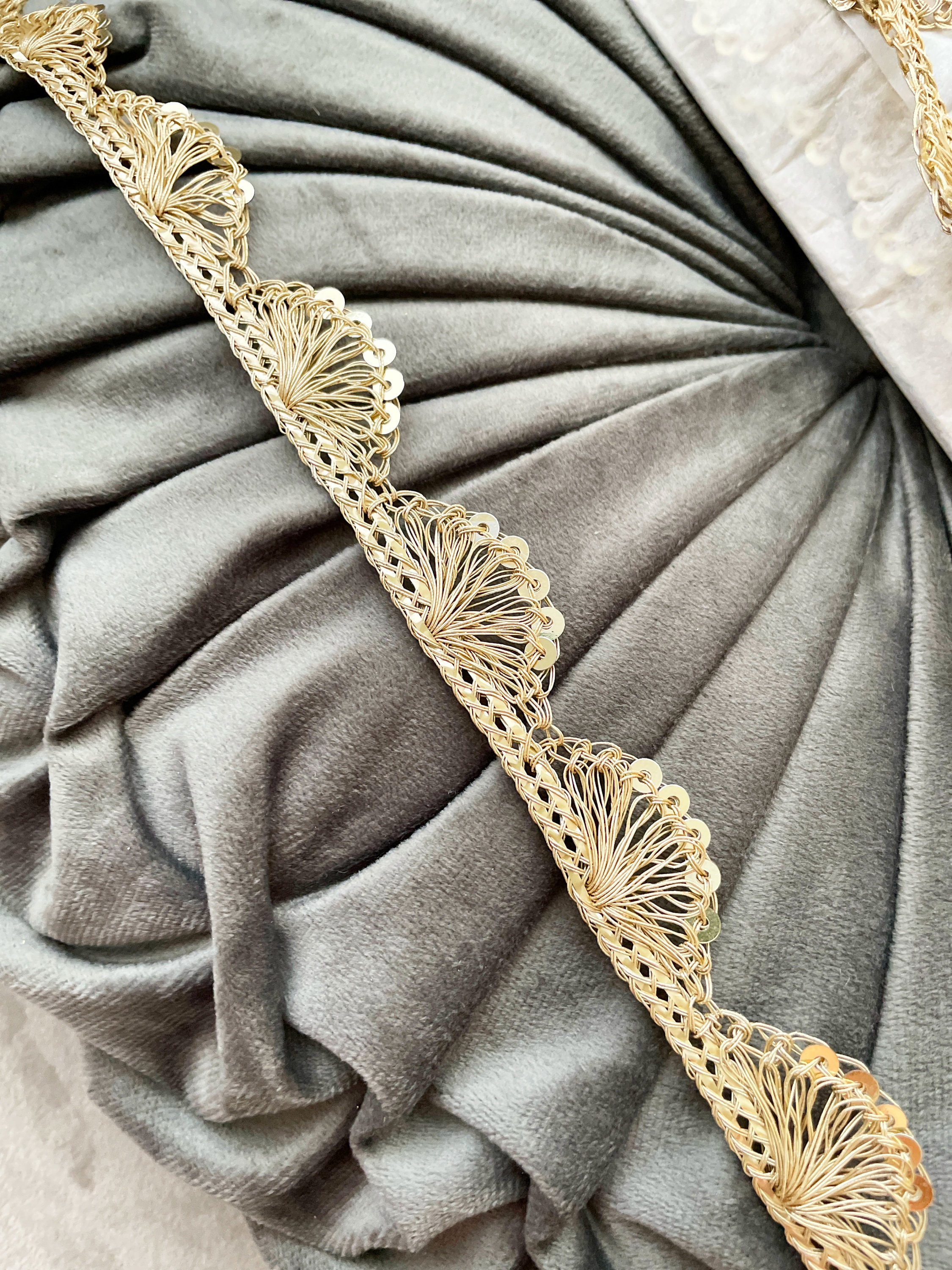 10 Yards Shampion Gold Sequin Embellished Indian Zari Pankhi - Etsy