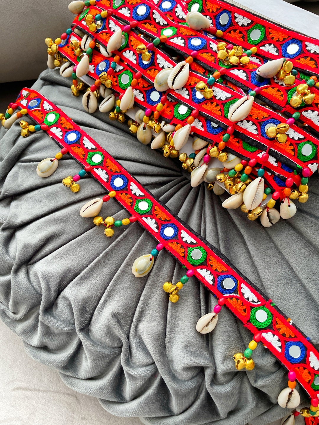 1 Yard Multicolour Embroidered Cowrie Shell Trim Shell Trim Lace Sea ...