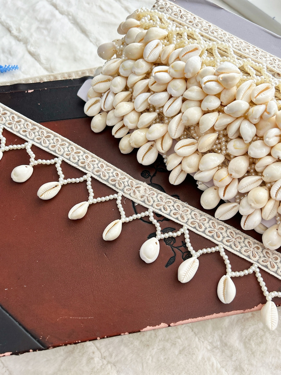 1 Yard Cowrie Shell Trim, Shell Pearl Trim Lace, Sea Shell, DIY Jean ...