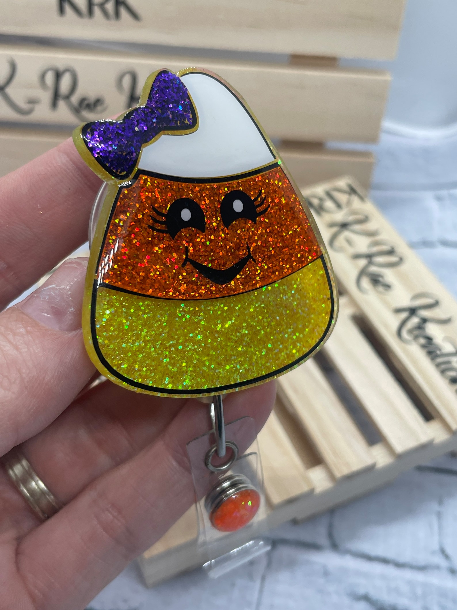 Candy Corn Girl Halloween Badge Reel Badge Reel Halloween - Etsy