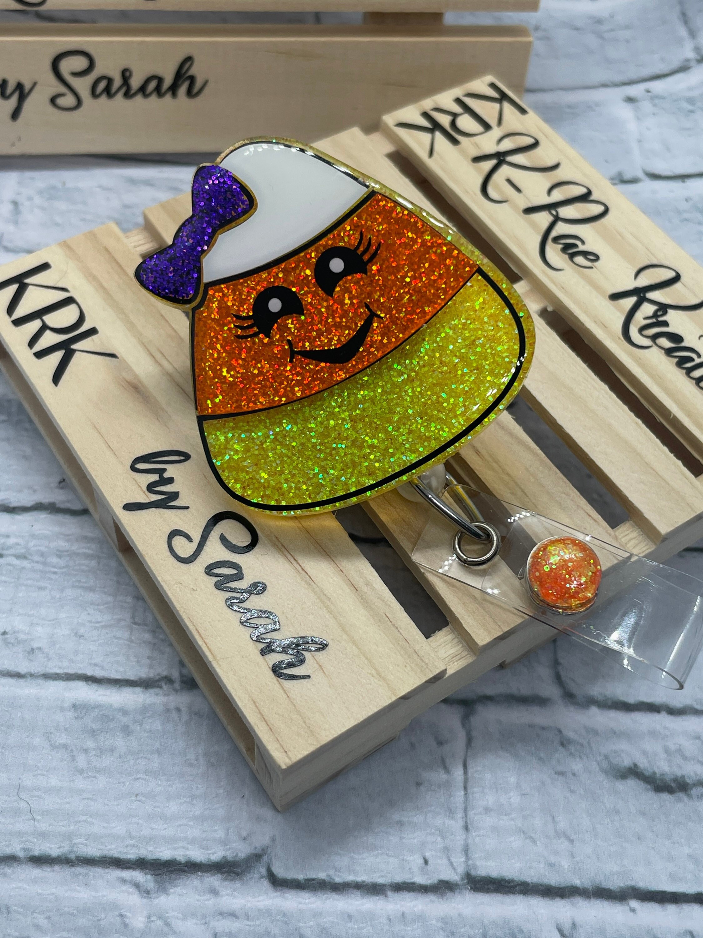 Candy Corn Girl Halloween Badge Reel Badge Reel Halloween - Etsy