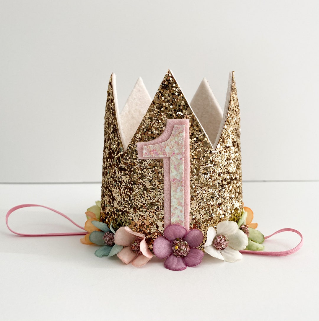 Gold Glitter Crown, Birthday Party Crown, Cake Smash, First Birthday ...