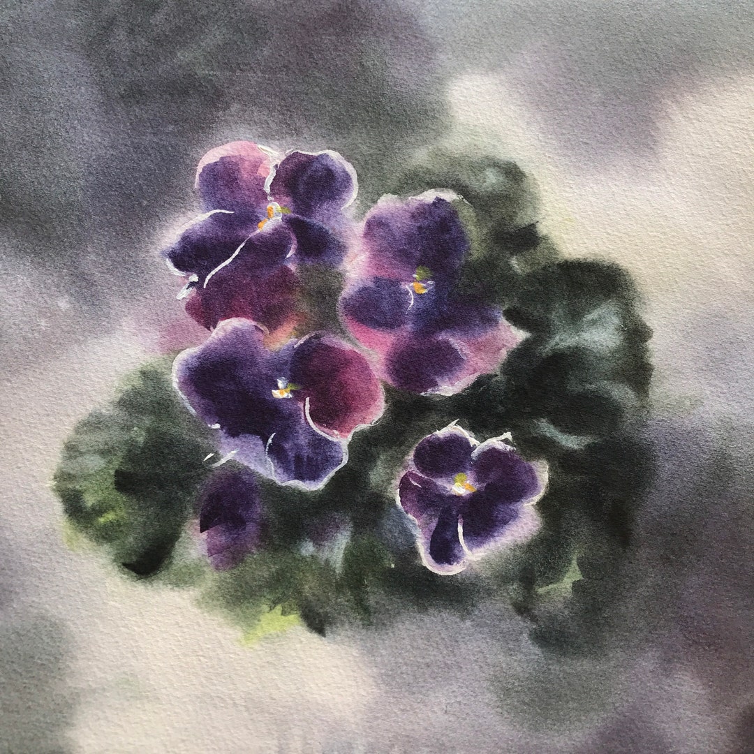 Original Watercolour Painting of Violets Purple Flowers - Etsy