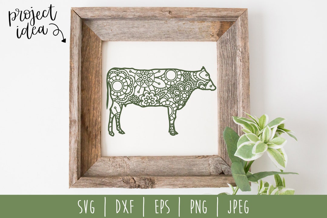 Cow Mandala Zentangle SVG / Cow Zentangle / Steer Farm Animal / Bull ...