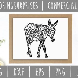 Donkey Mandala Zentangle SVG / Farm Zentangle / Animal Dog Cut File ...