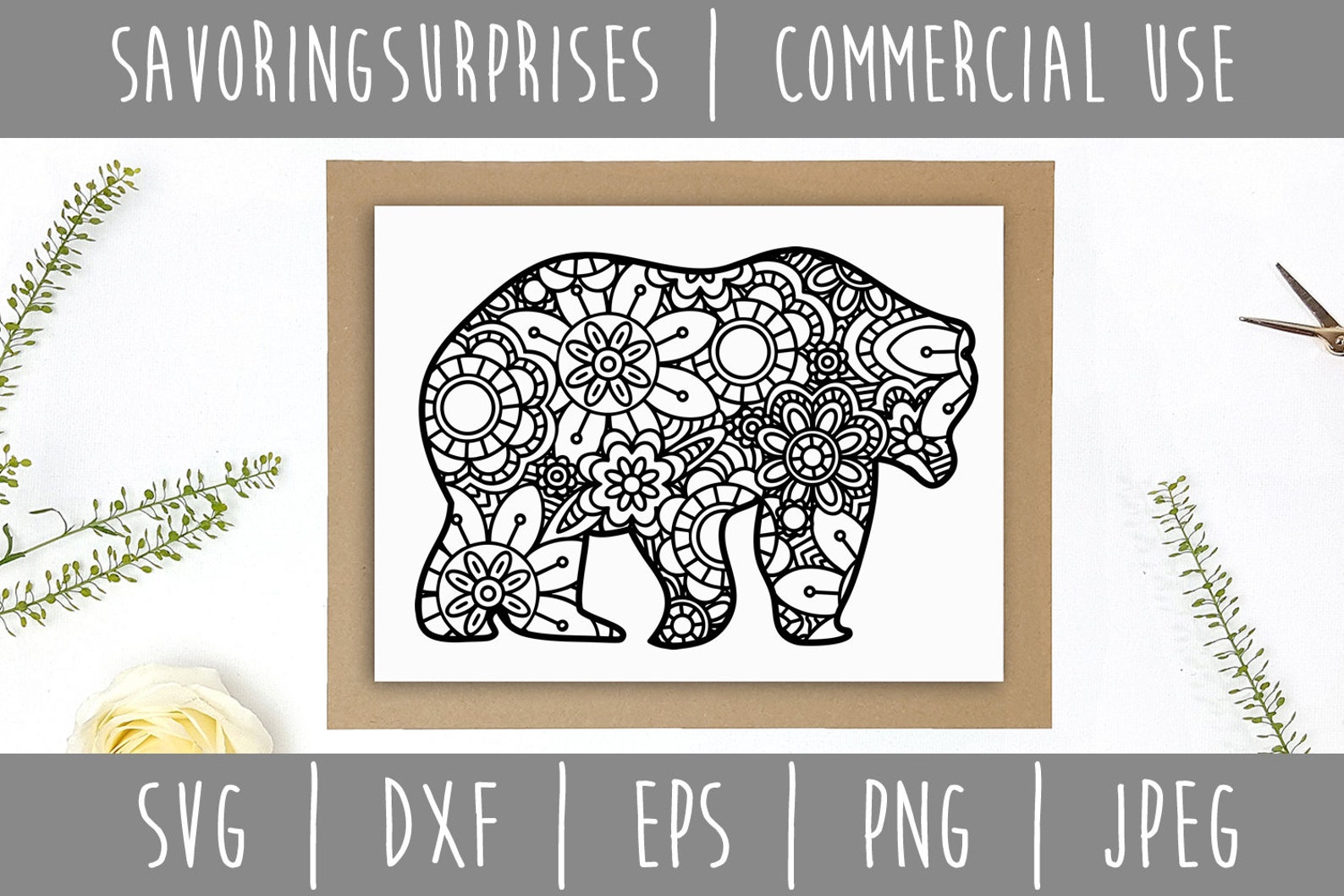 Bear Mandala Zentangle SVG / Bear Zentangle / Wild Animal / | Etsy